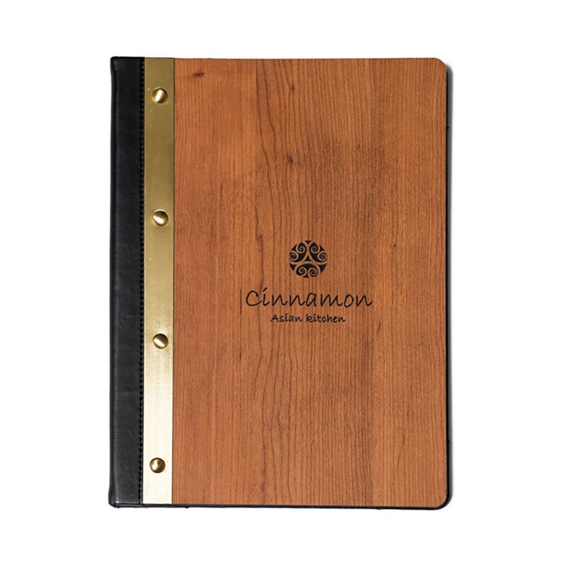 Leather, Metal and Wood Combo Menu Cover – PHS